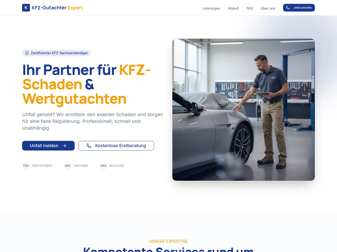 KFZ Gutachter Website