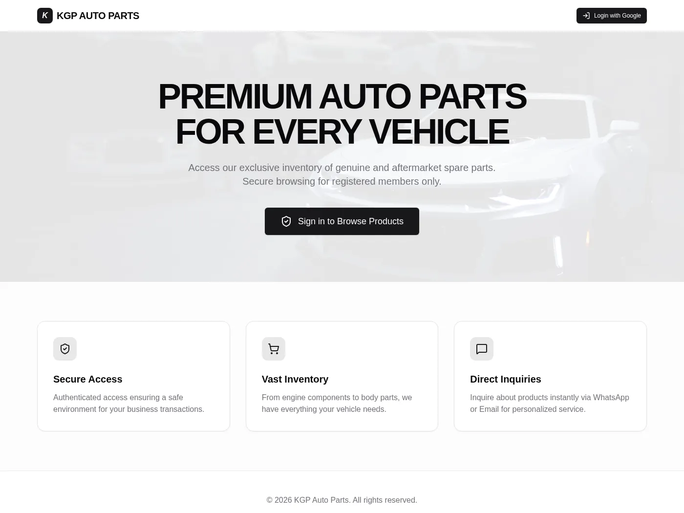 KGP Auto Parts Portal