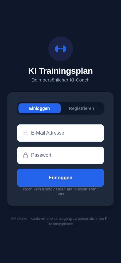 KI Trainingsplan Login