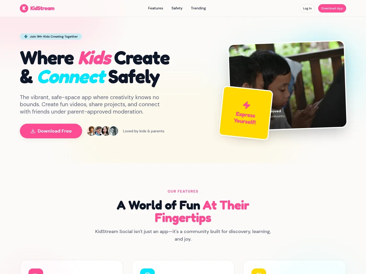 KidStream Social Landing