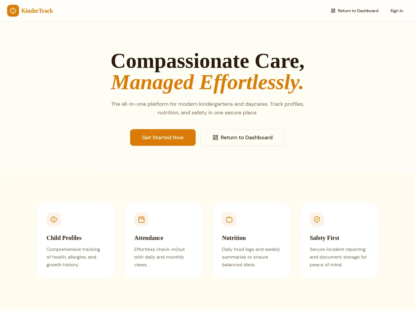 KinderTrack Dashboard