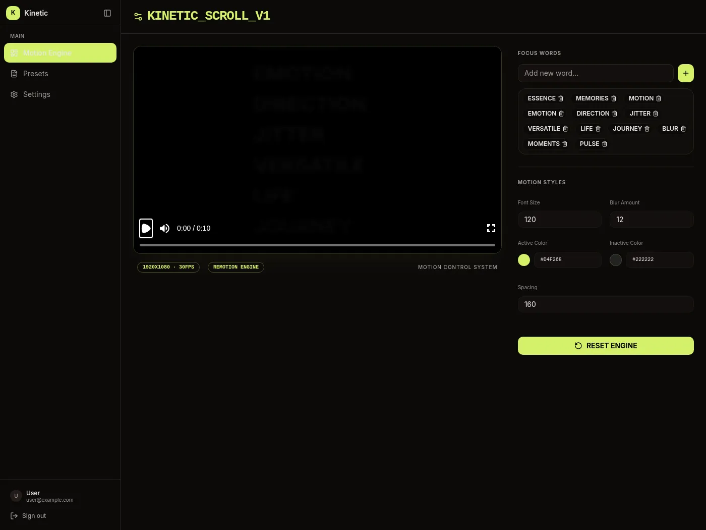 Kinetic Scroll Video Demo