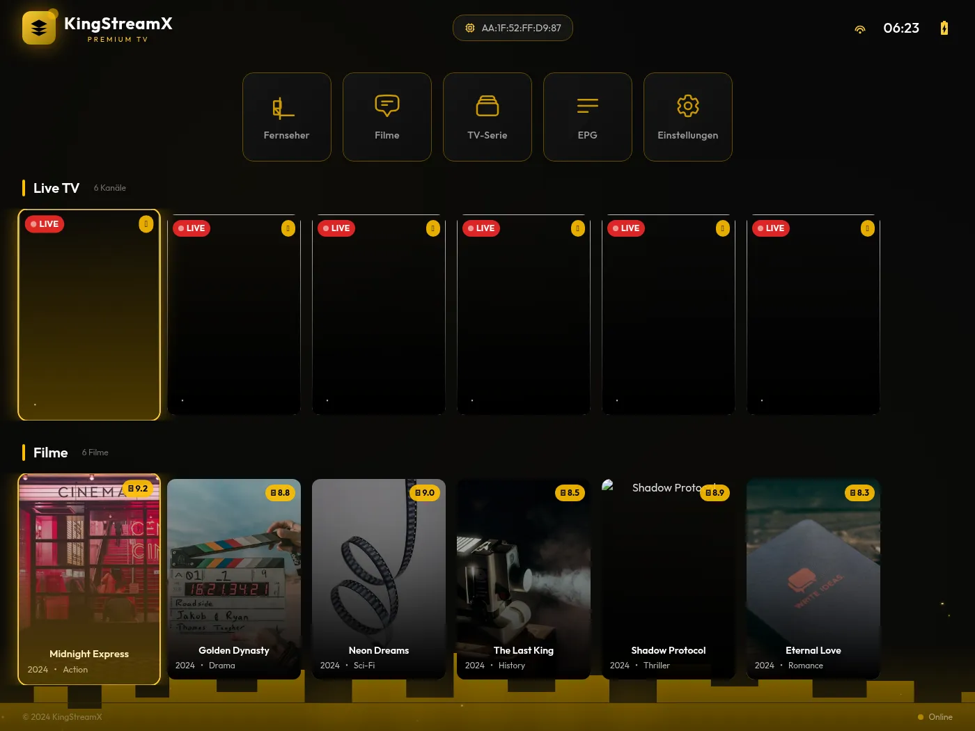 KingStreamX Premium TV UI