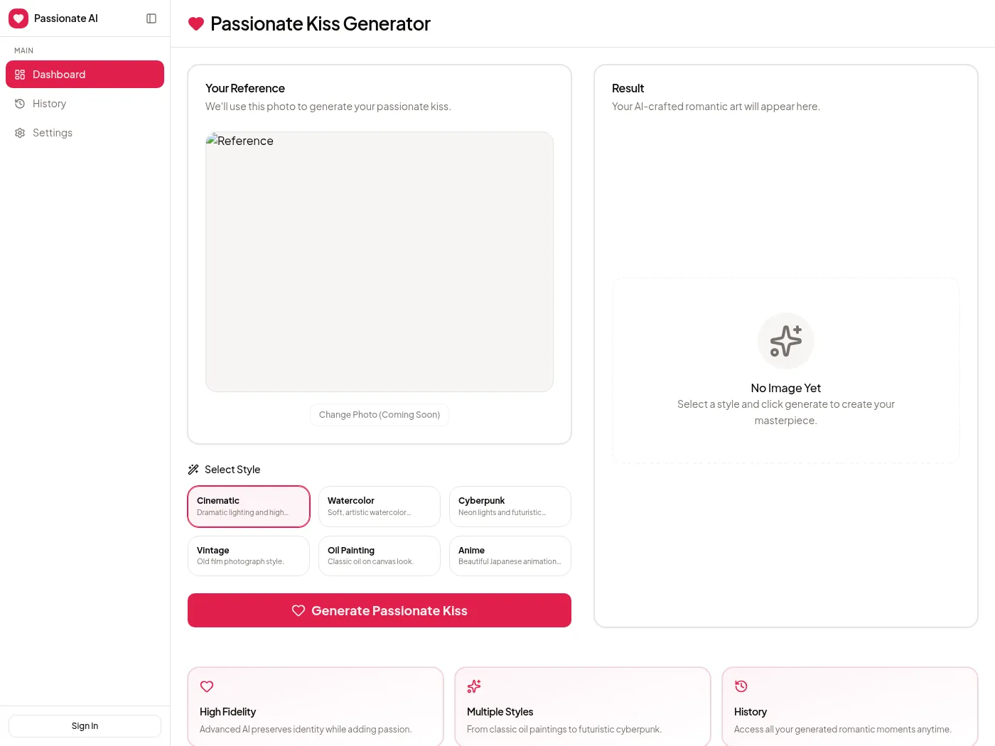 Passionate Kiss Generator