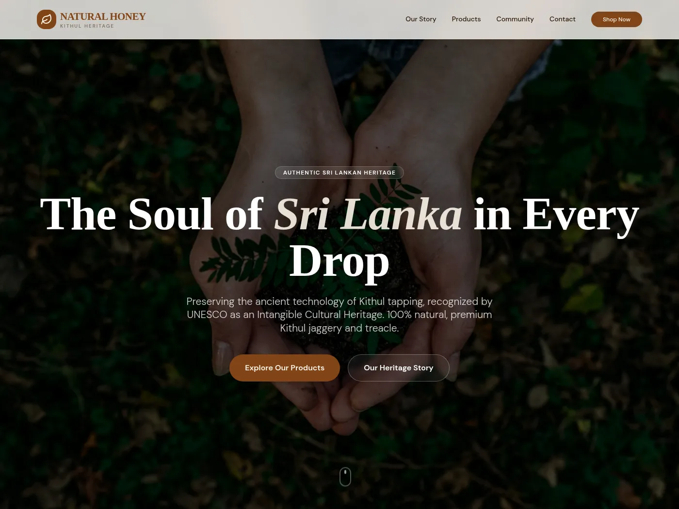Kithul Heritage Landing Page