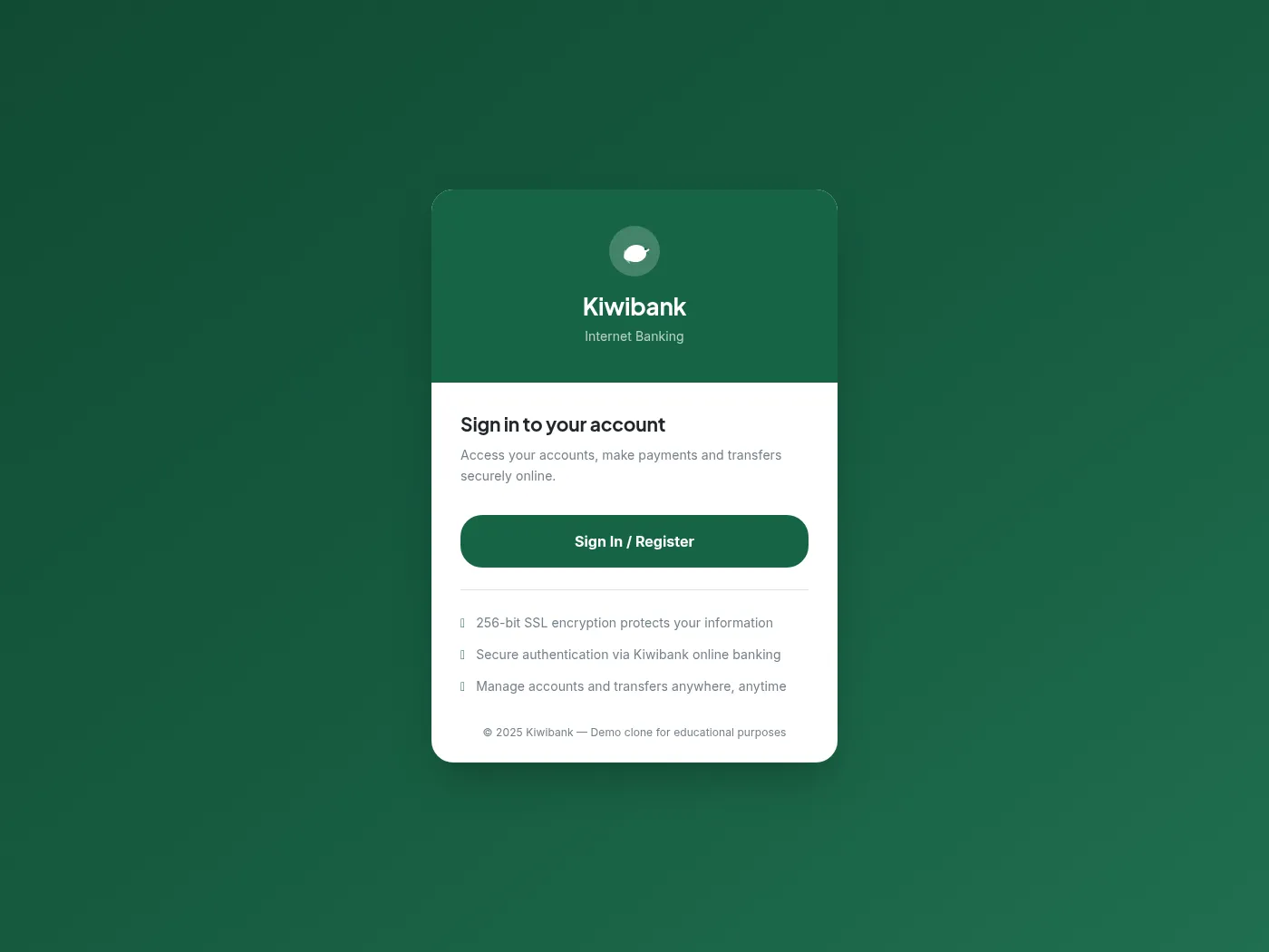 Kiwi Bank Clone