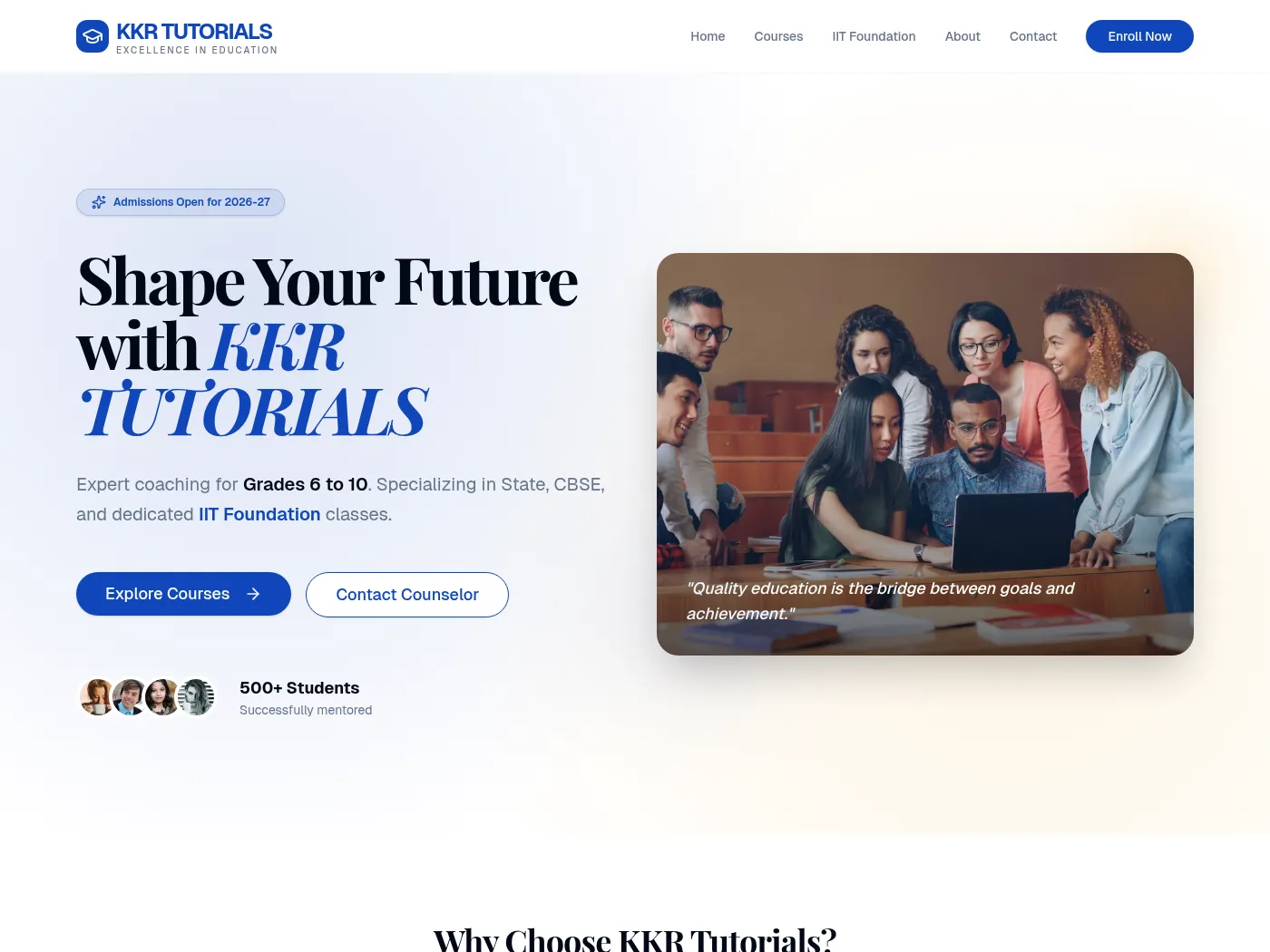 KKR Tutorials Tuition Portal