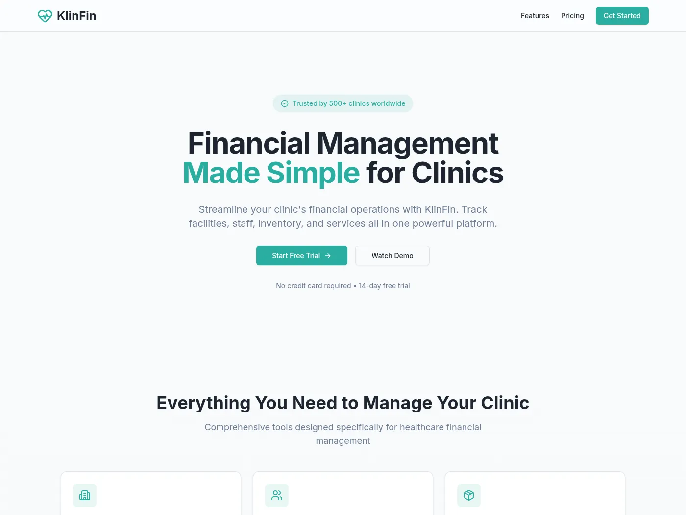 KlinFin Financial Clinic Management Platform