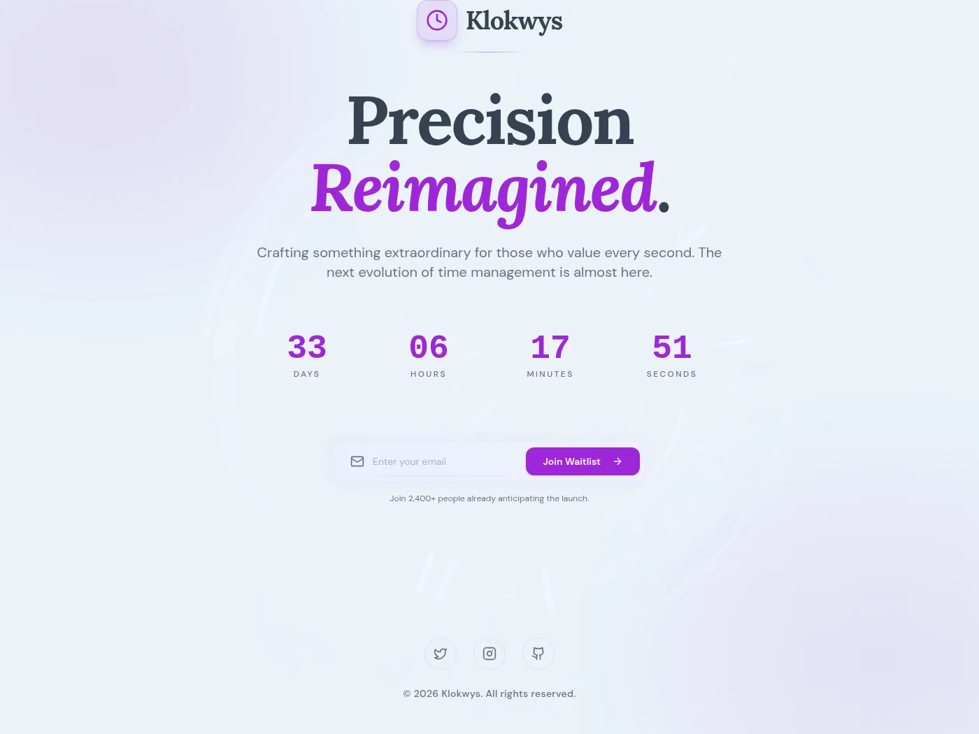 Klokwys Coming Soon Page