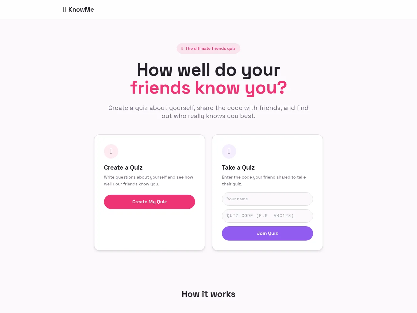 KnowMe Quiz Game