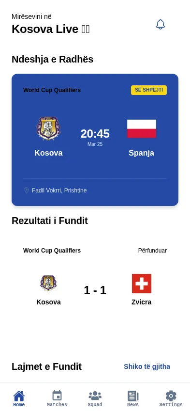 Kosova Live Football App