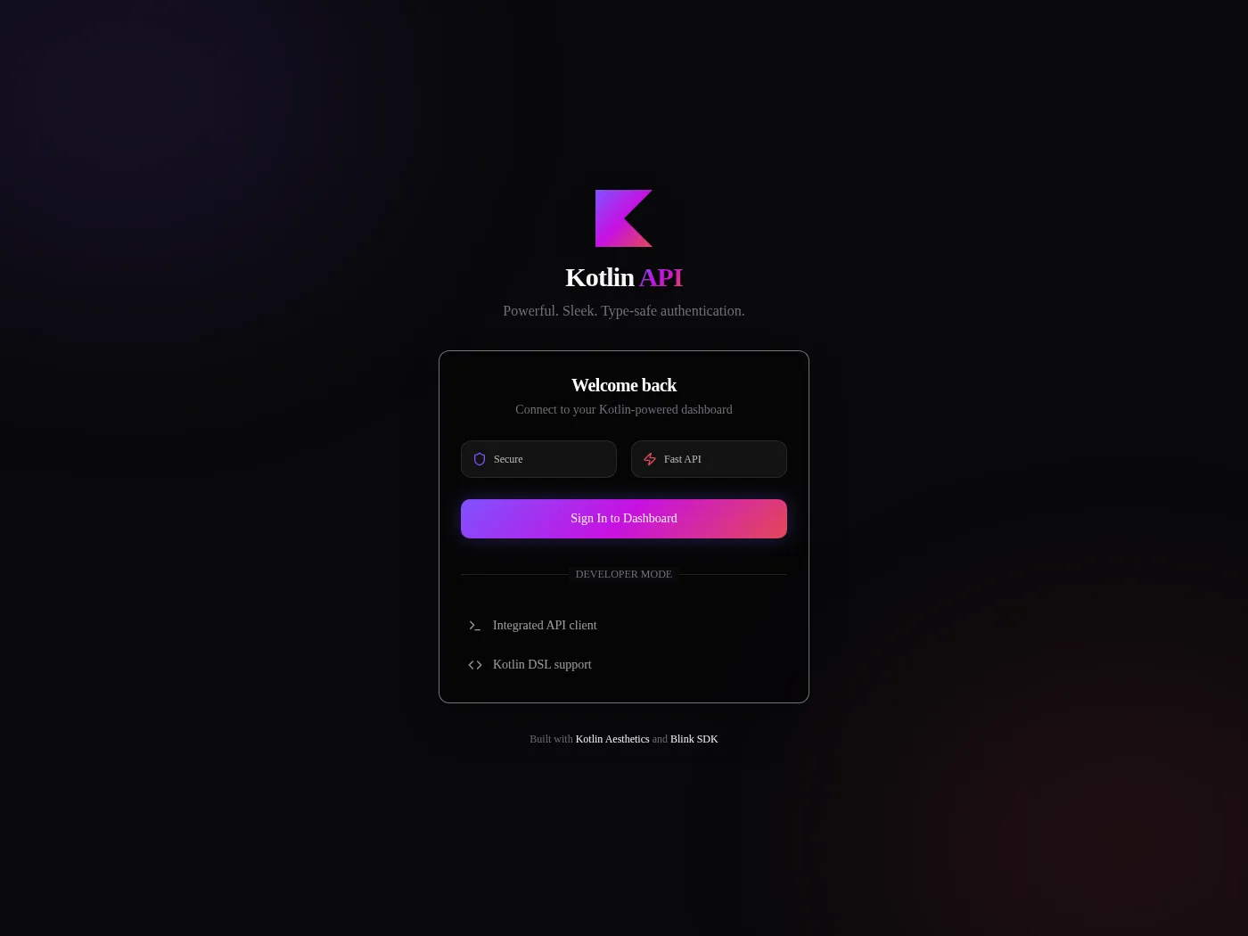 Kotlin API Login Page
