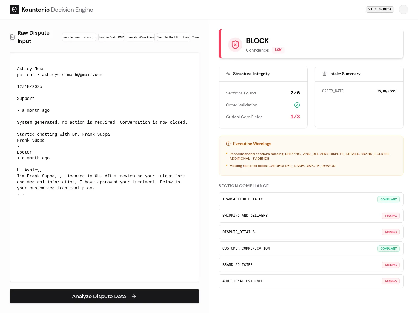 Kounter.io Decision Engine
