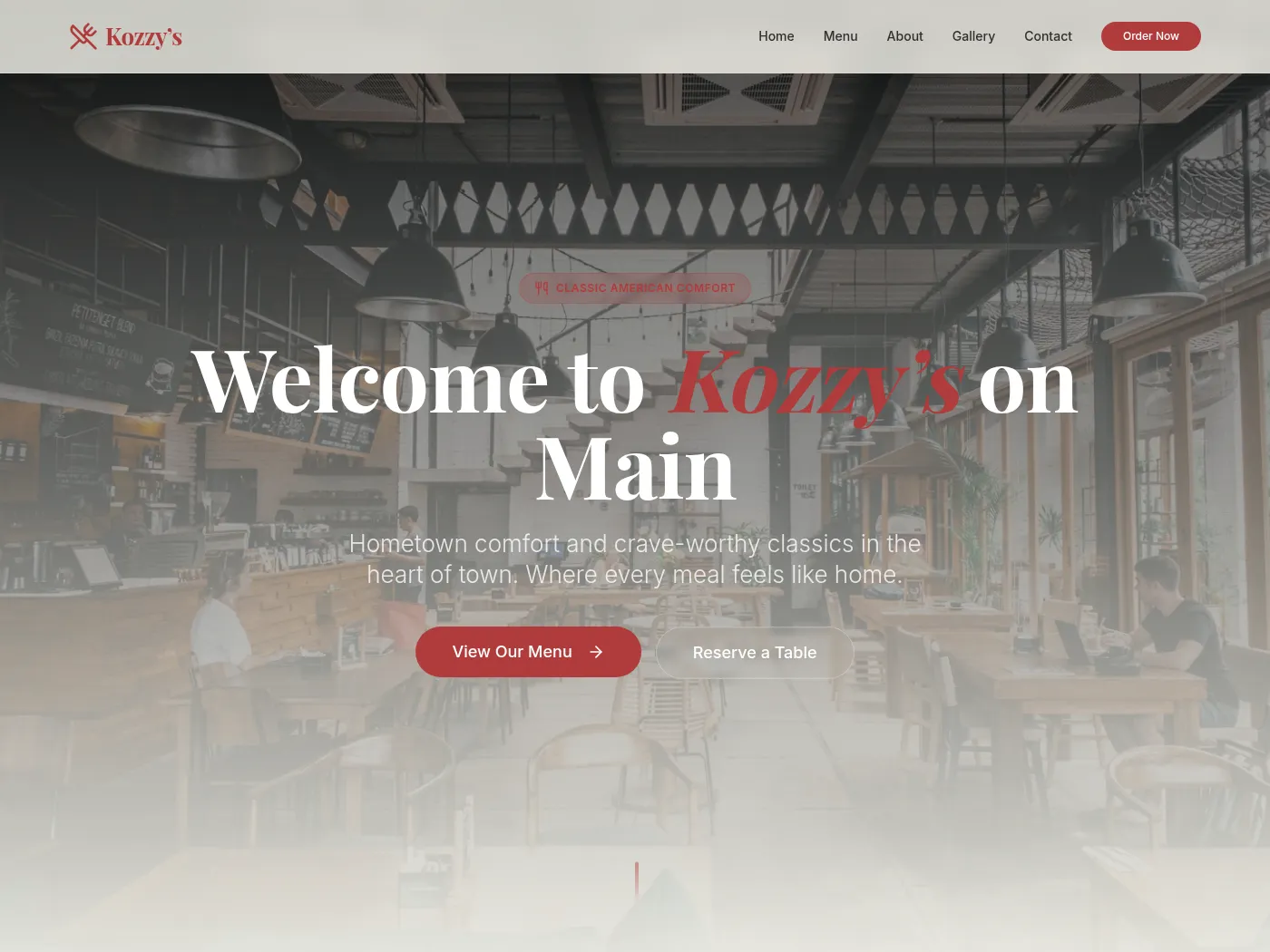 Kozzy’s on Main Website