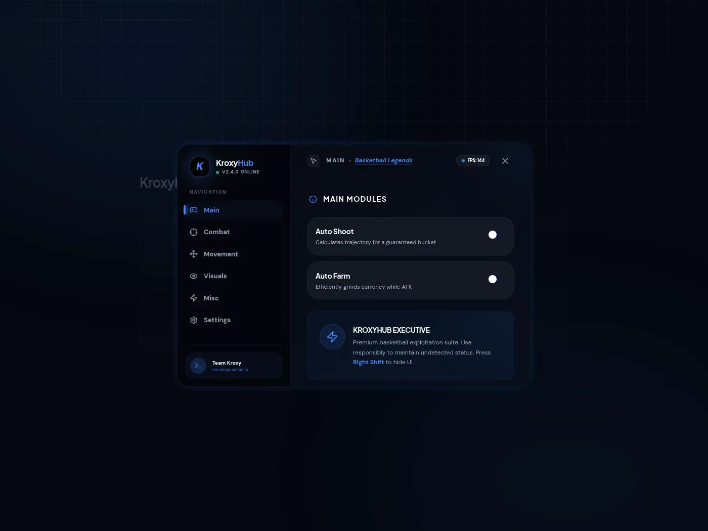 KroxyHub Legends UI