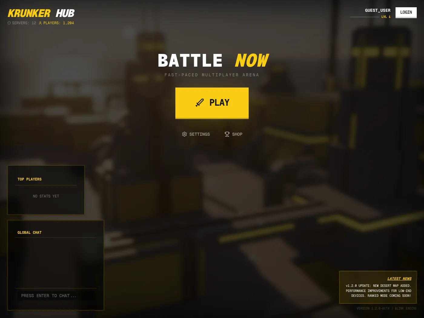 Krunker-Style Gaming Hub