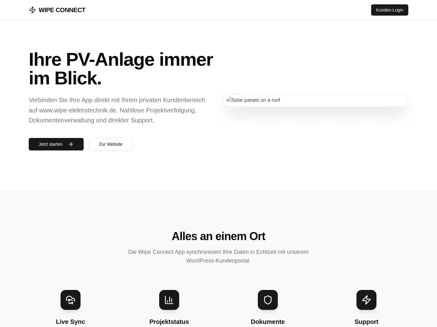 Wipe Kundenportal Connect