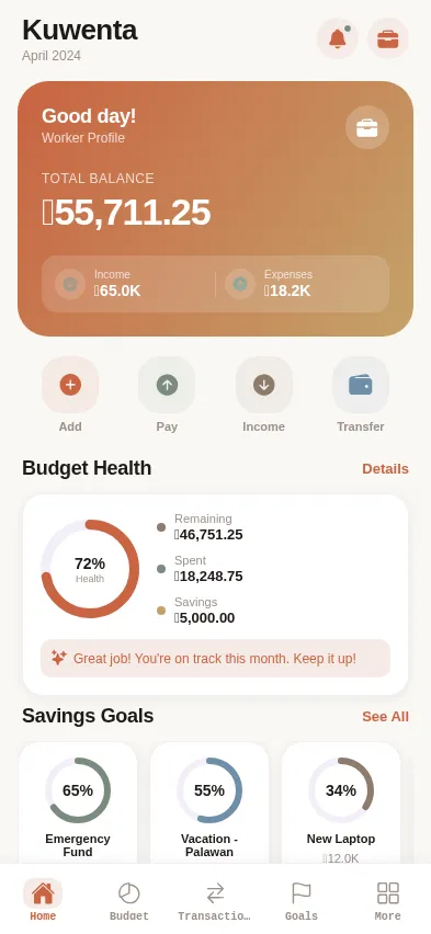 Kuwenta Budgeting App