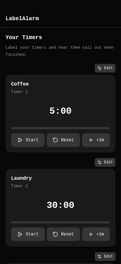 LabelAlarm Timer App