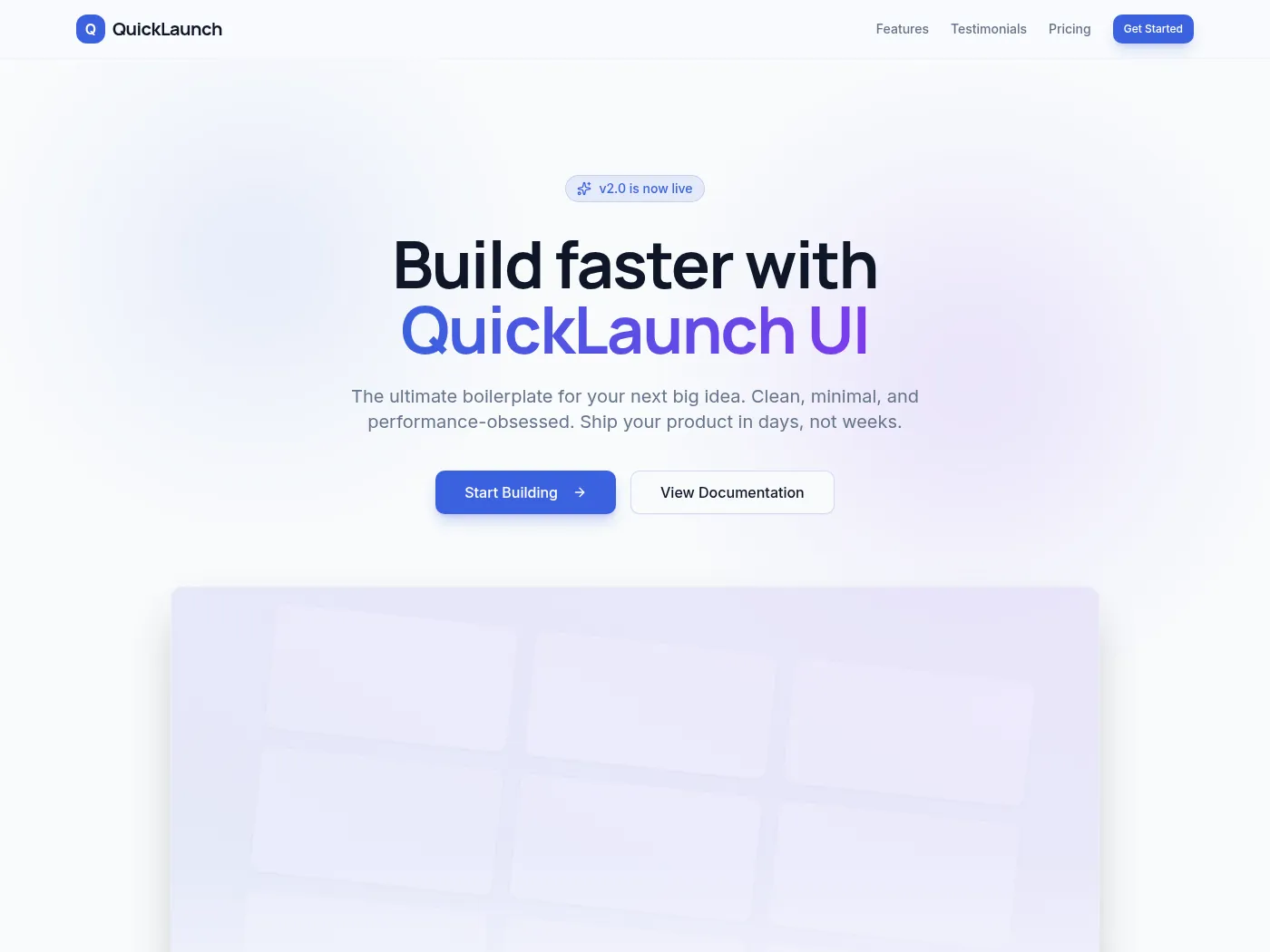 QuickLaunch Landing Page