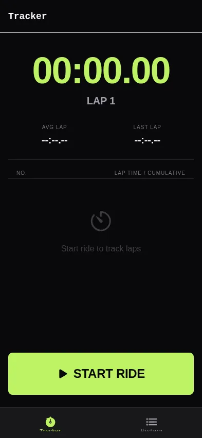 RideLap Tracker