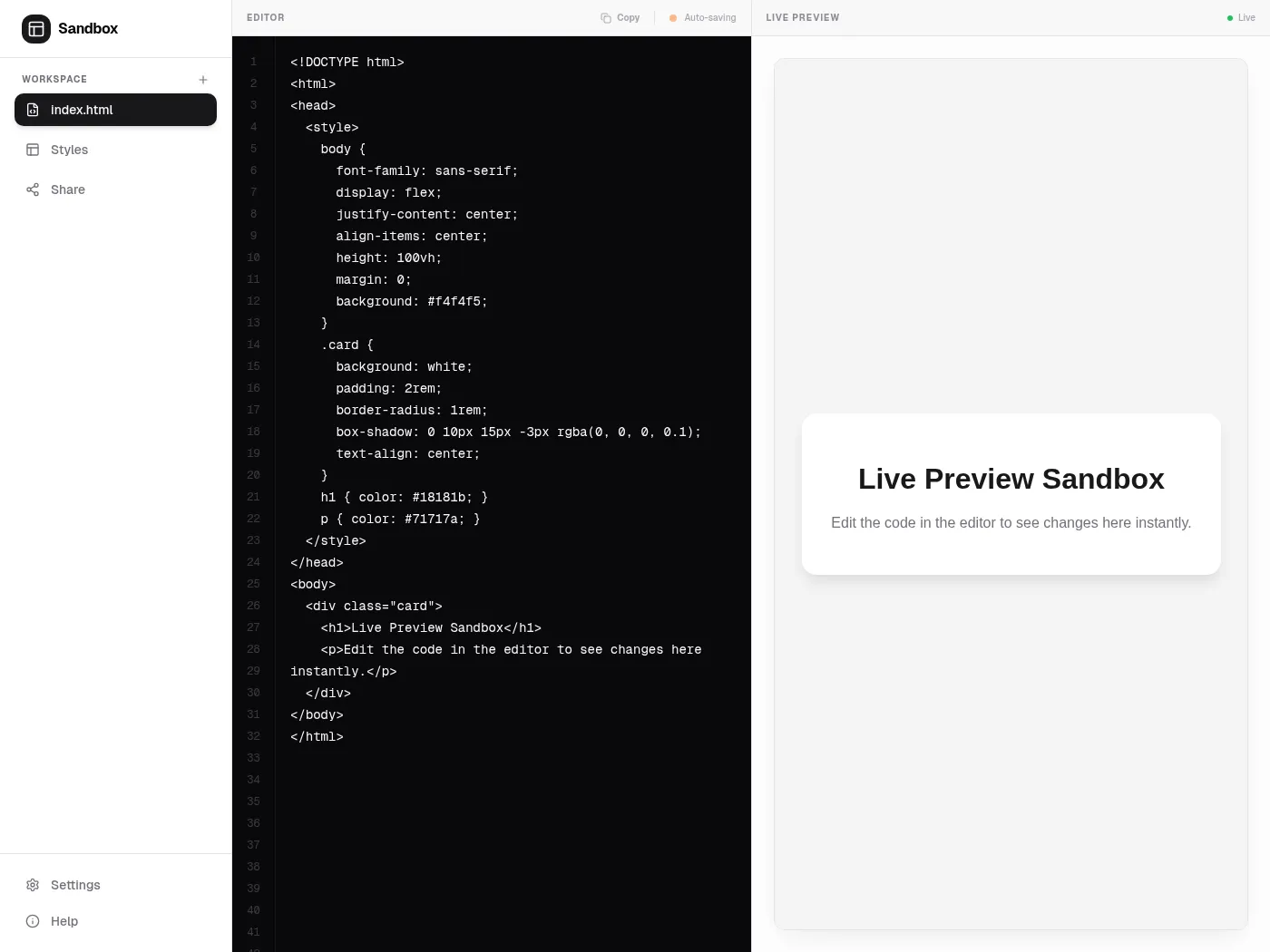 Live Layout Sandbox