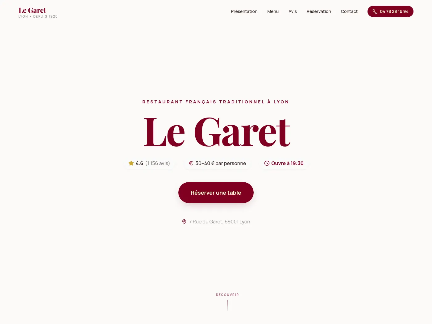 Le Garet Restaurant Site