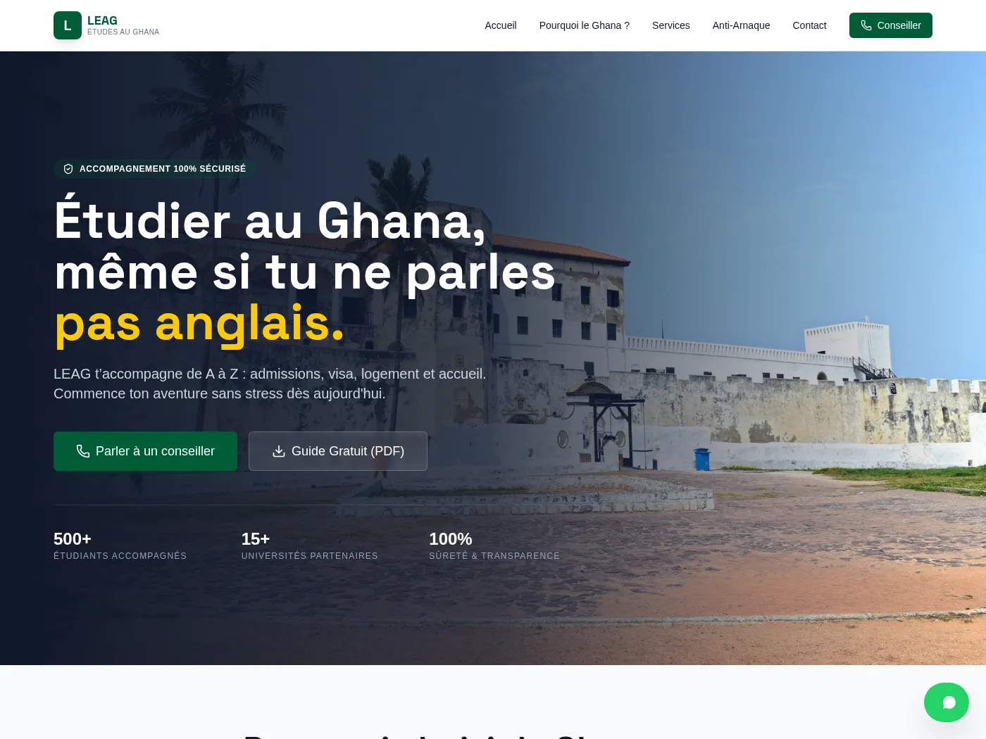 LEAG Francophone Landing