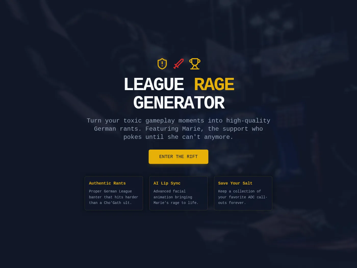League Rage Video Generator