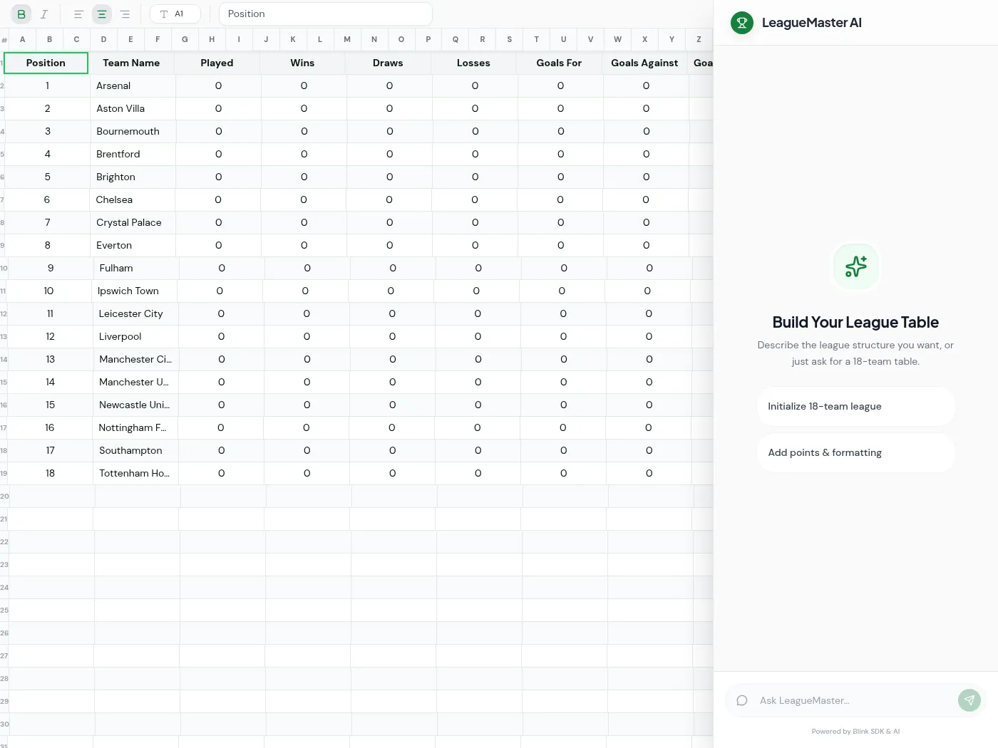 Football League Table Builder
