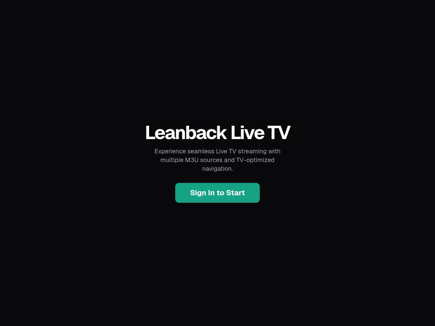 Leanback Live TV App