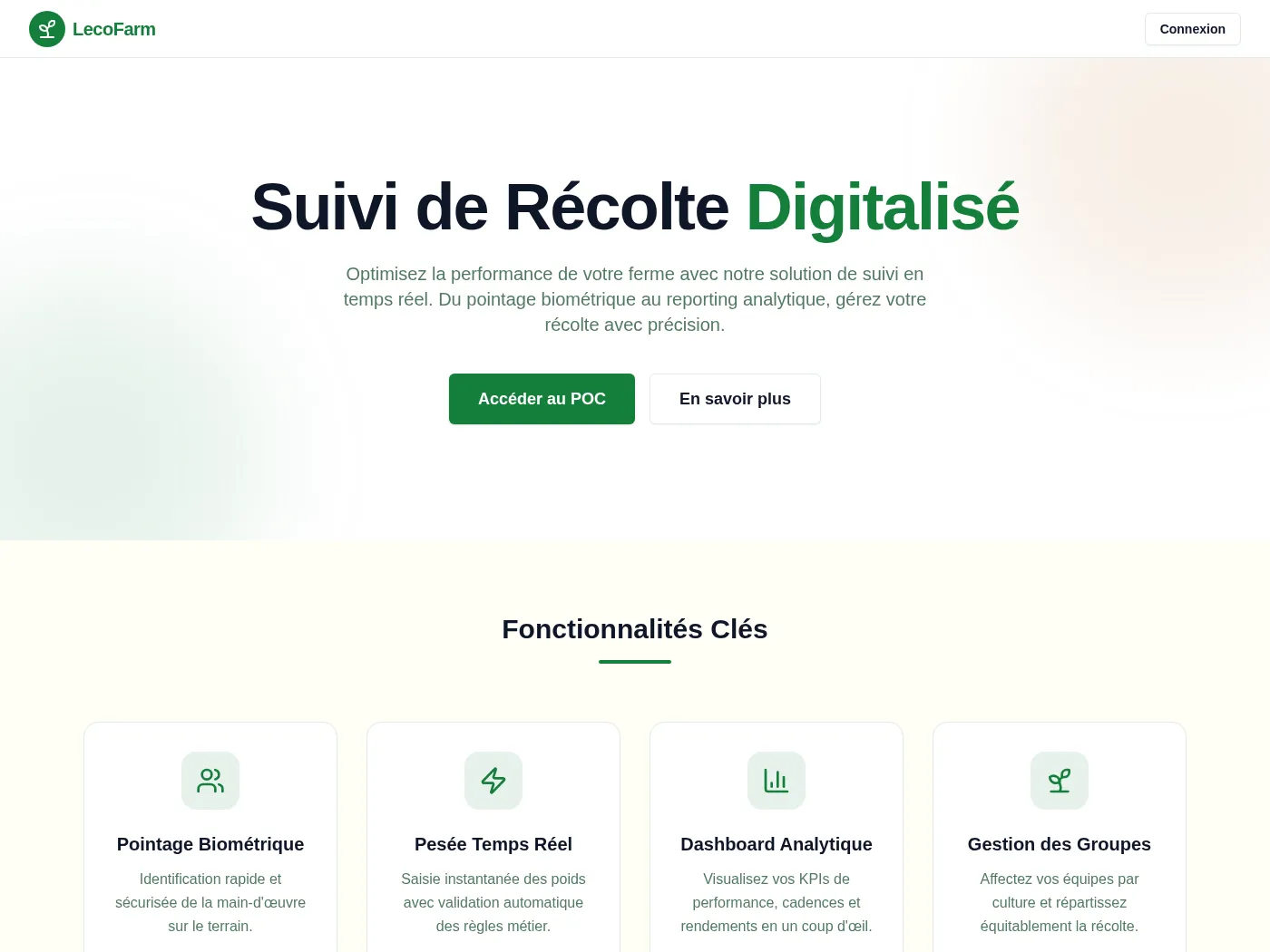 LecoFarm Suivi Récolte