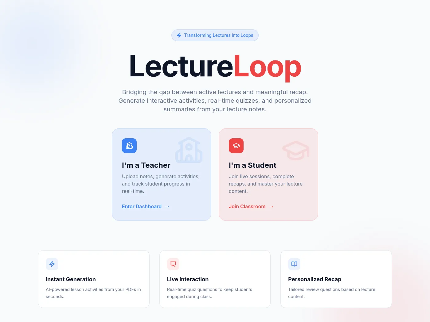 LectureLoop Classroom App