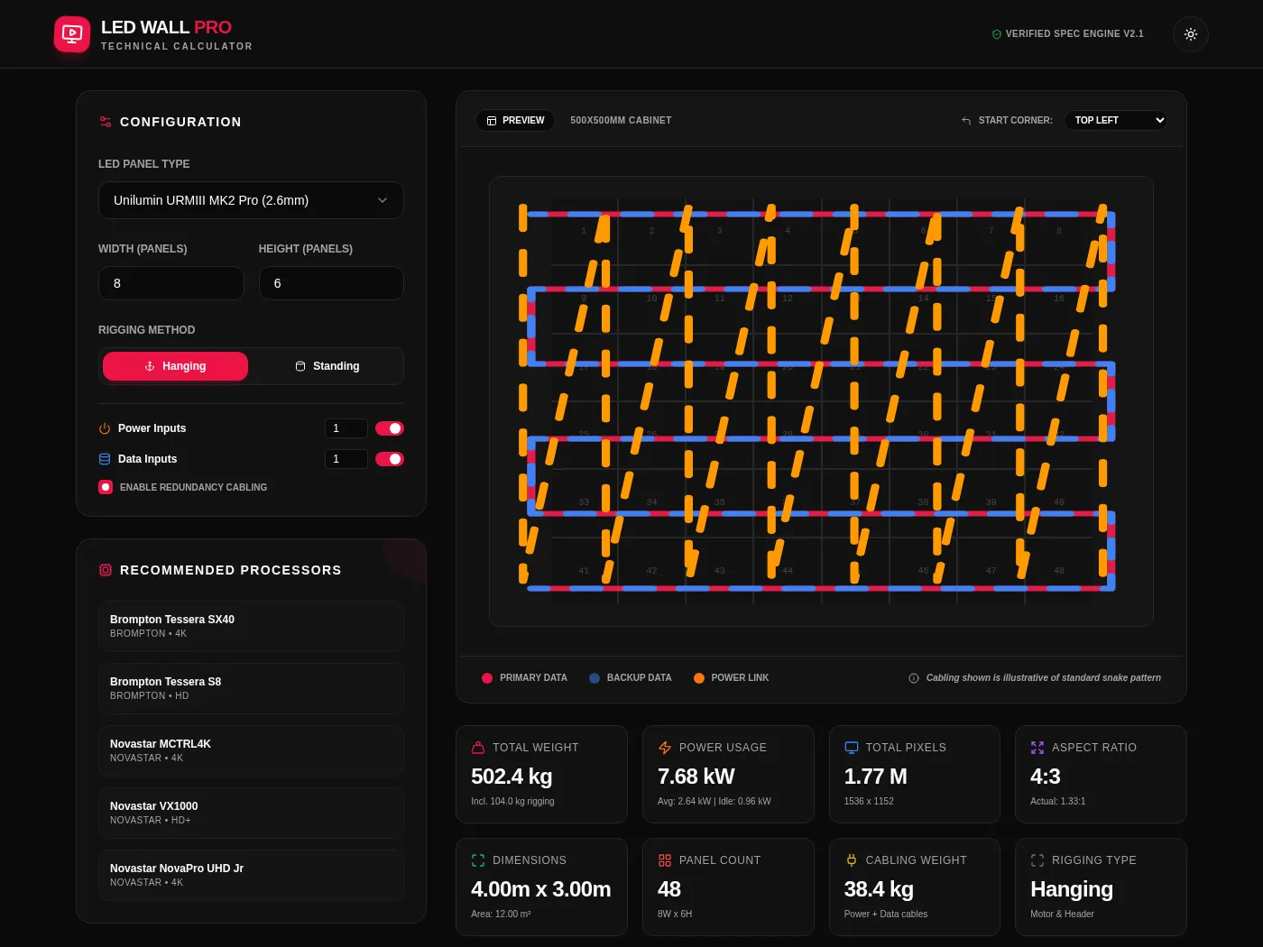 LED Wall Pro Calculator