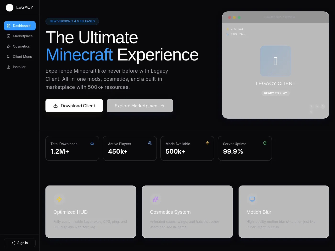 Legacy Minecraft Client