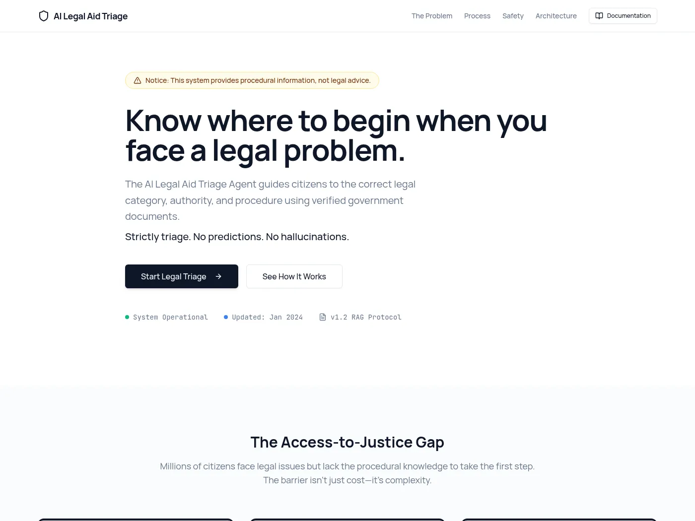 AI Legal Aid Triage Landing