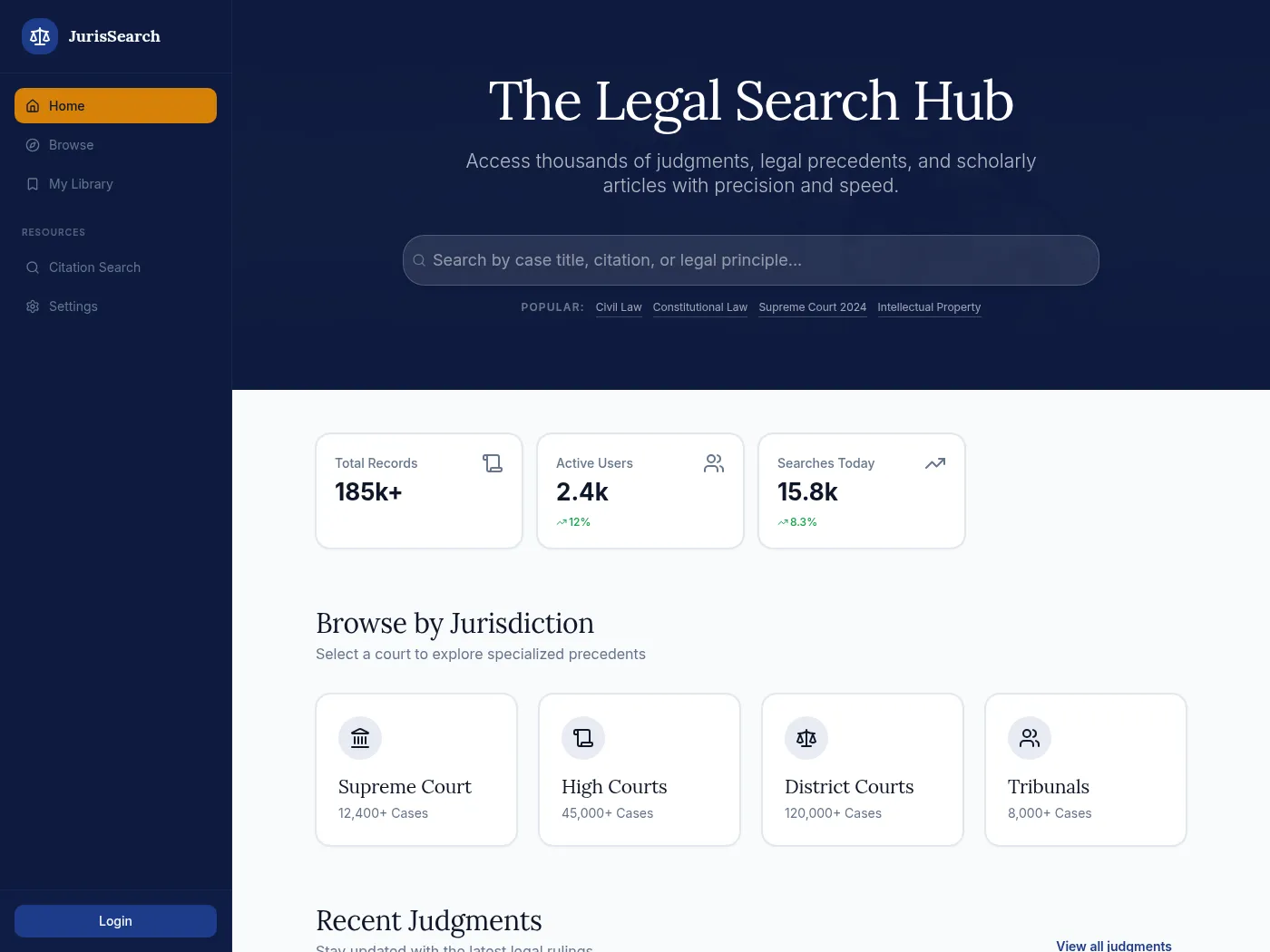 Legal Cases Search Hub