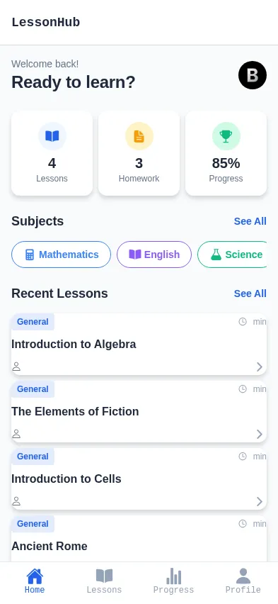 LessonHub Learning App