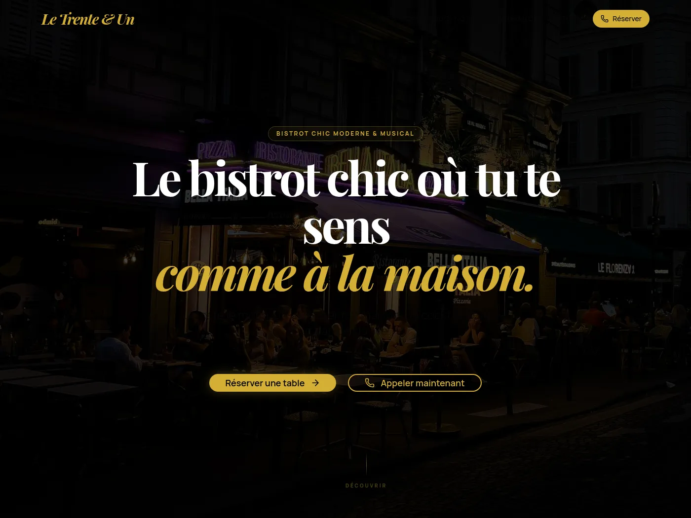 Le Trente & Un One-Page
