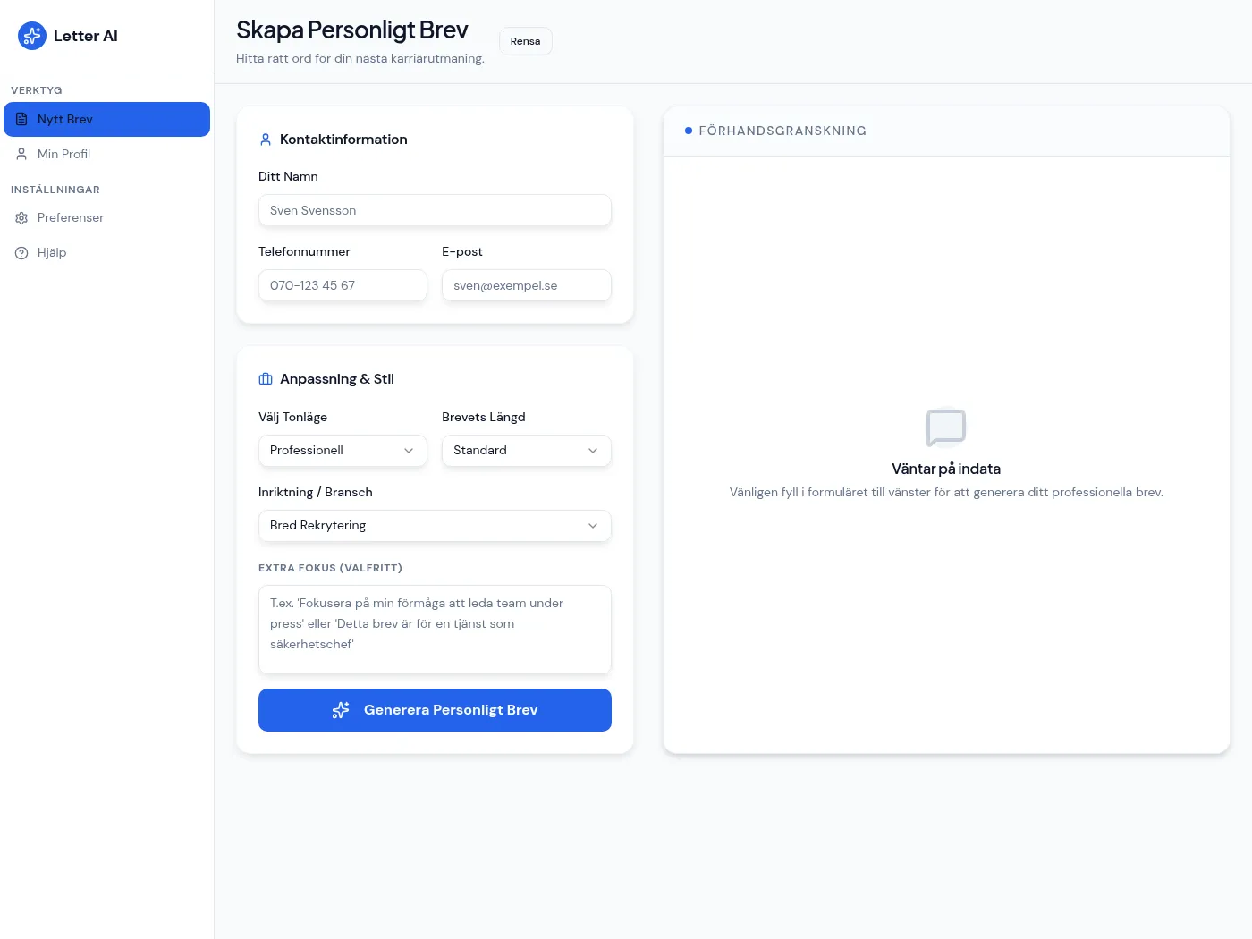 Personal Letter Generator