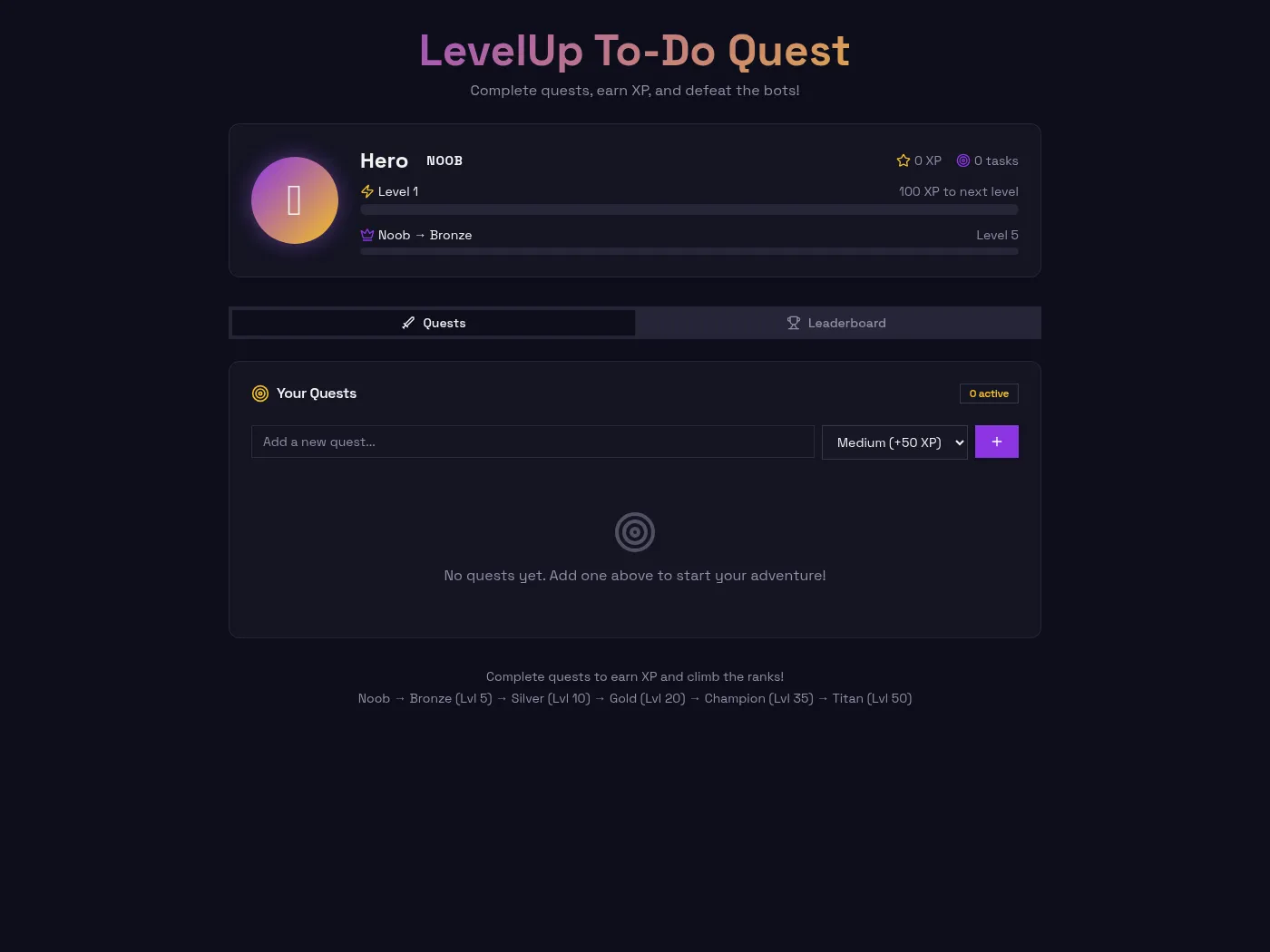 LevelUp To-Do Quest