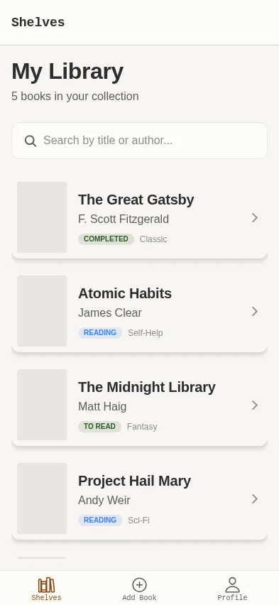 MyLibrary Bookshelf