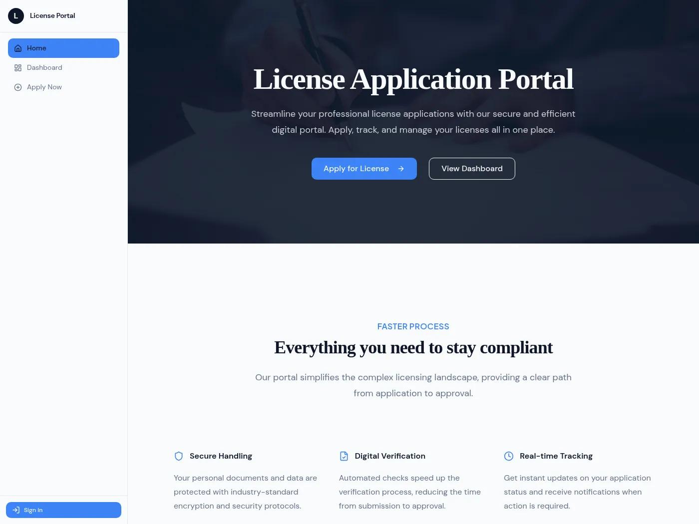 License Application Portal