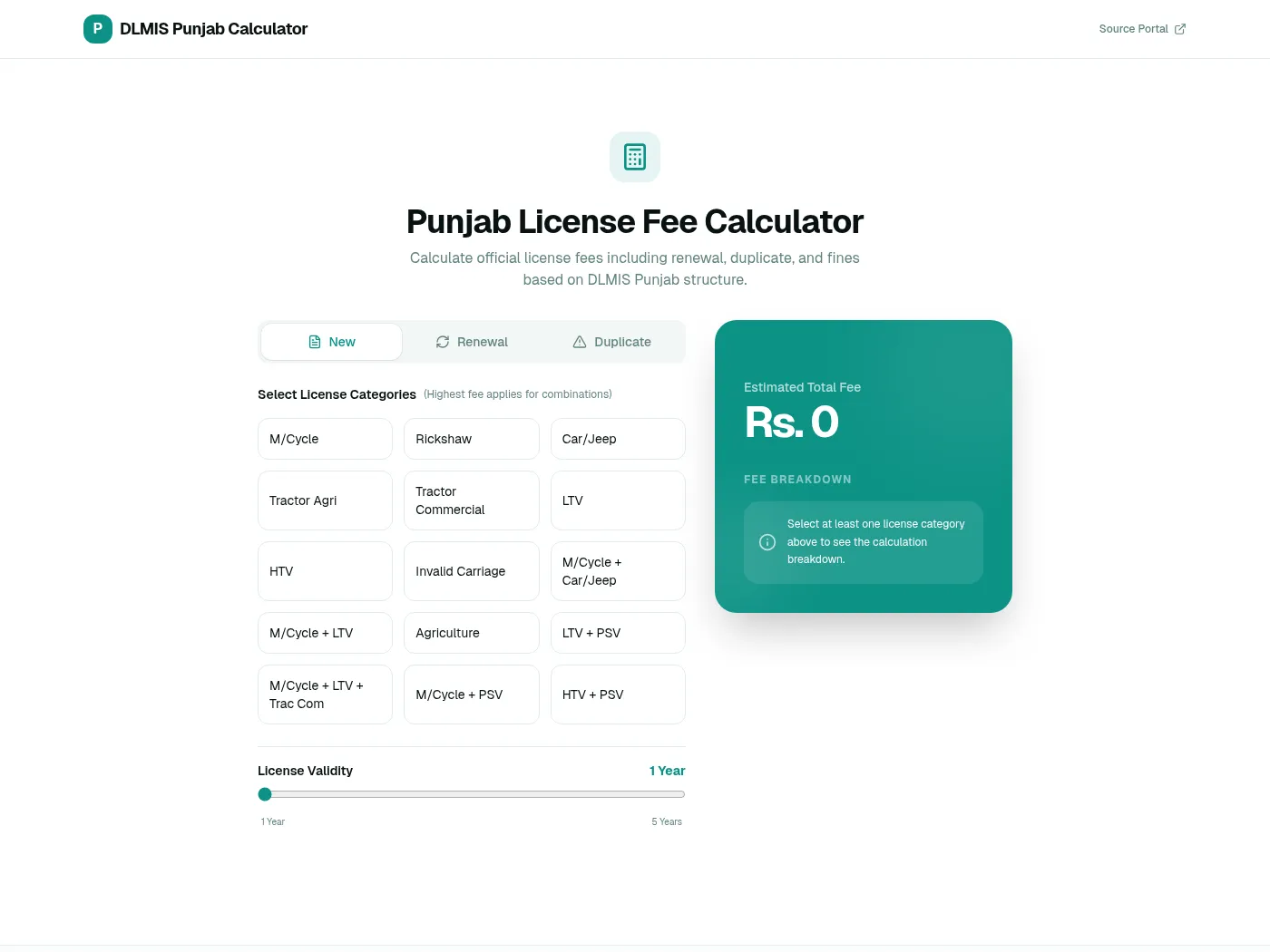 License Fee Calculator