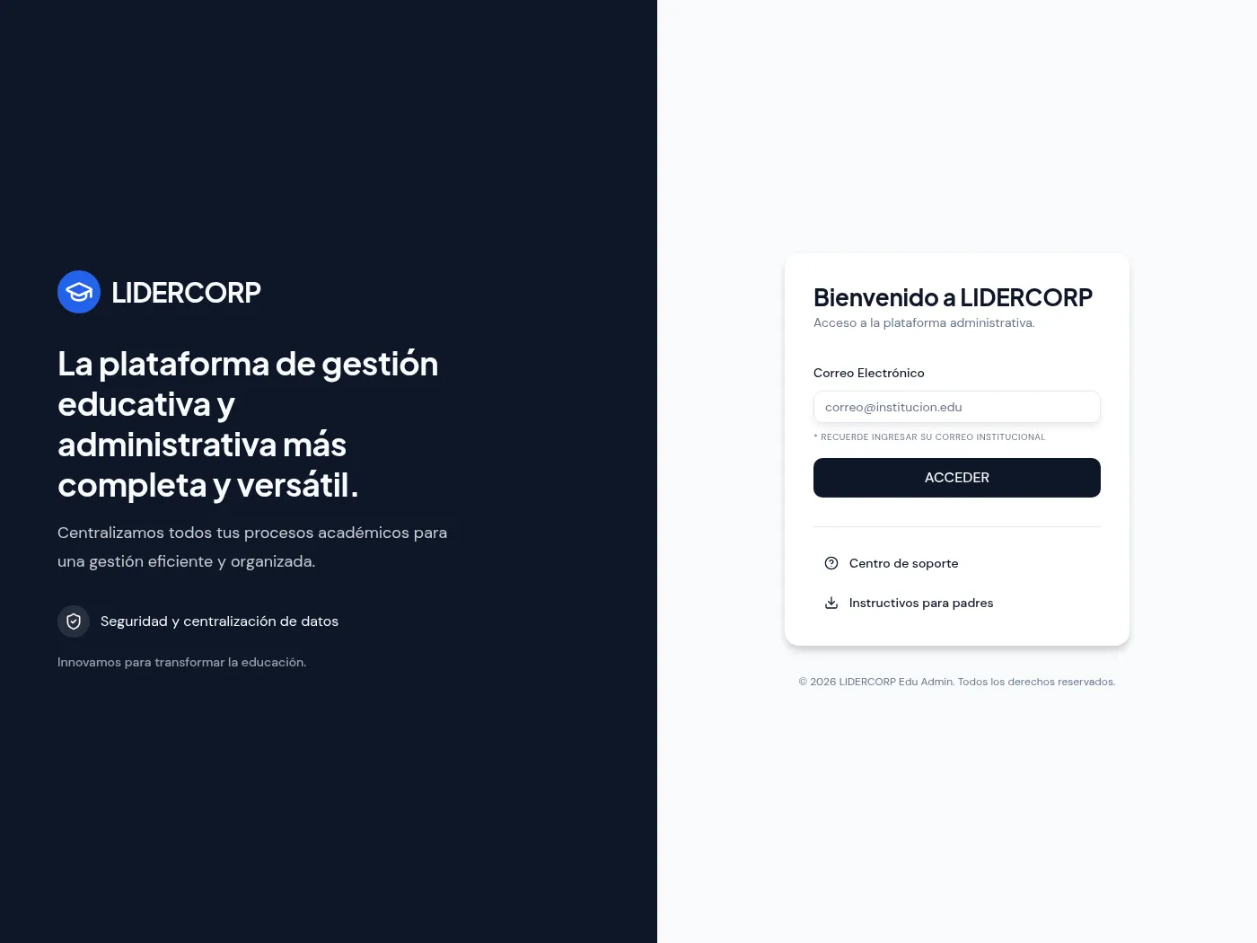 LIDERCORP Edu Admin
