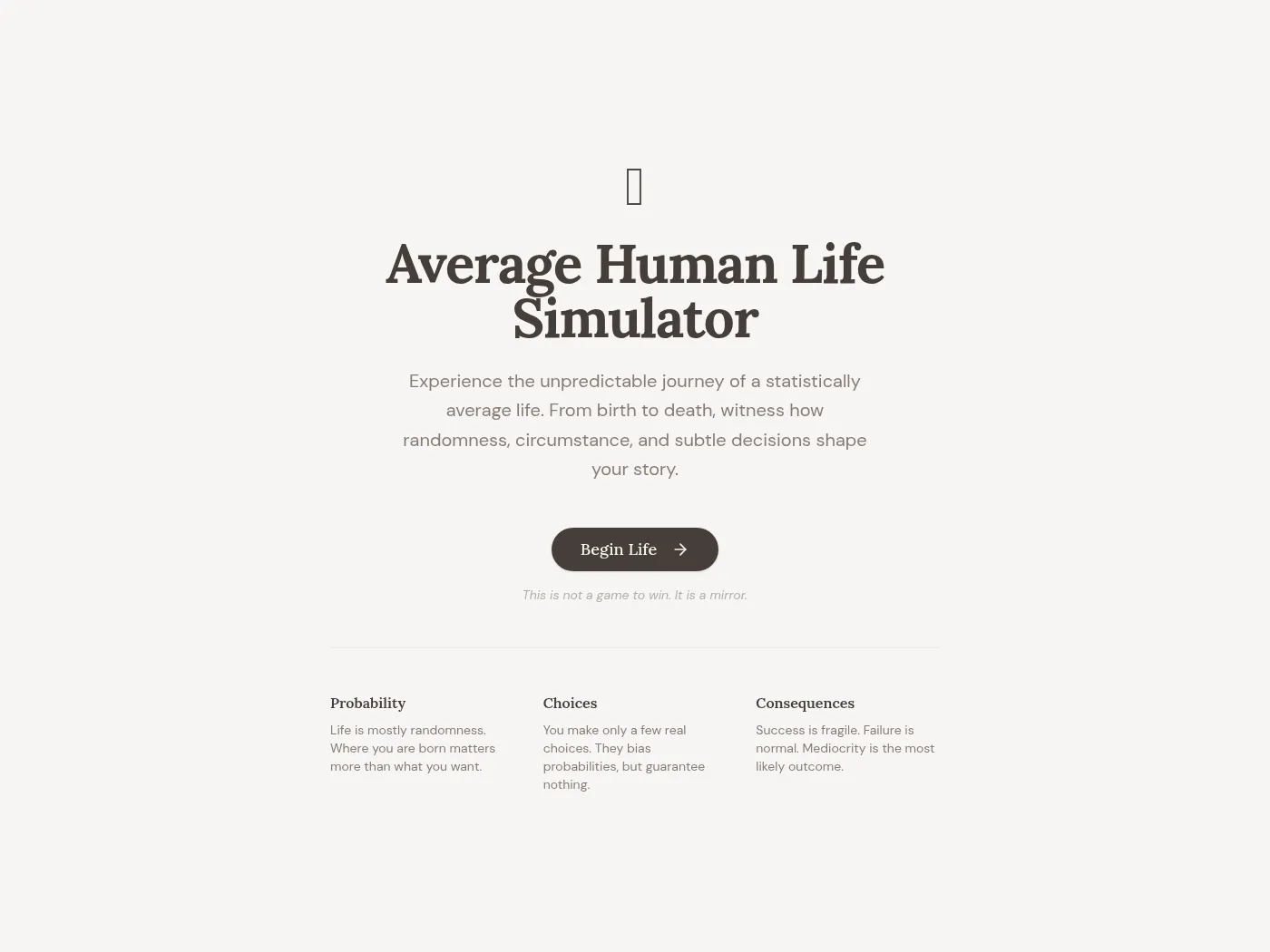 Average Human Life Simulator
