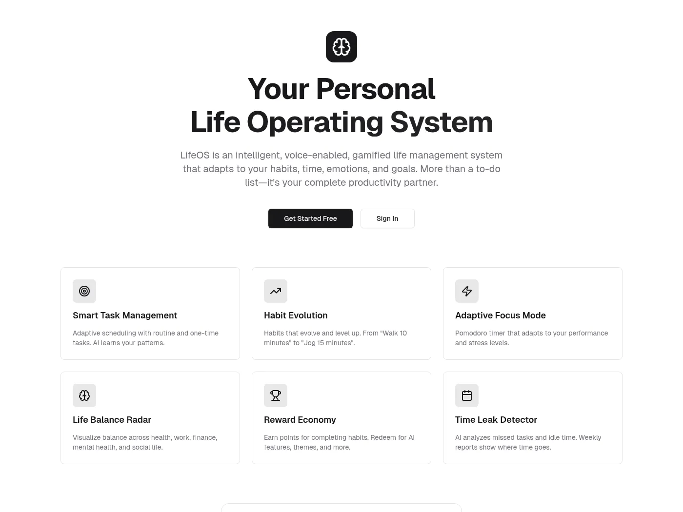 LifeOS AI Dashboard