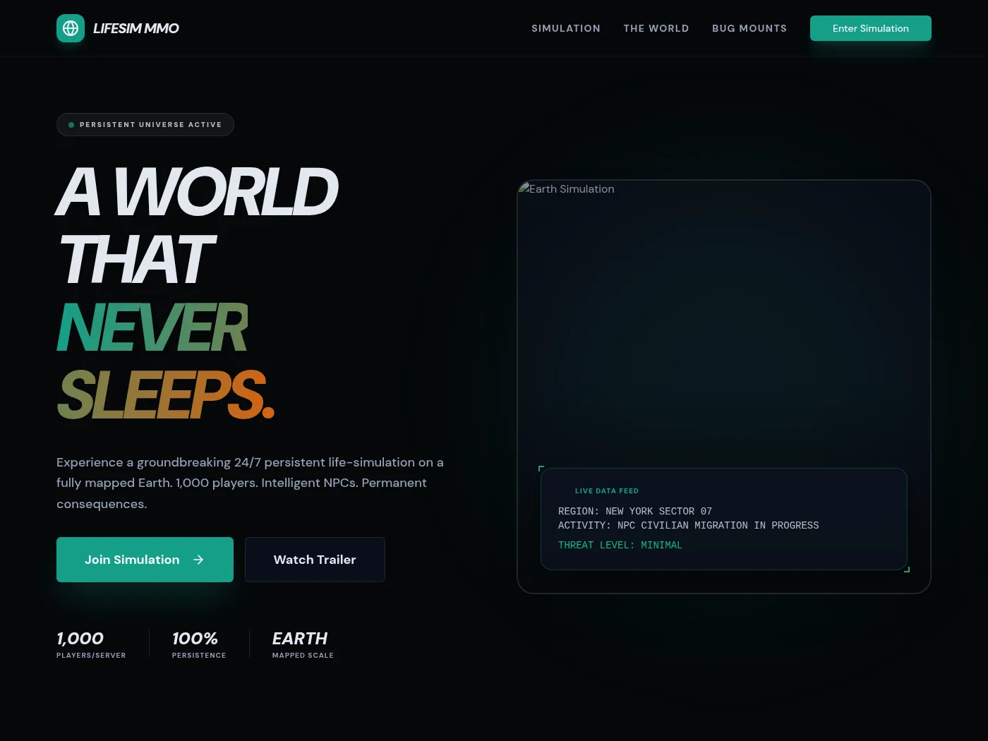 LifeSim MMO World