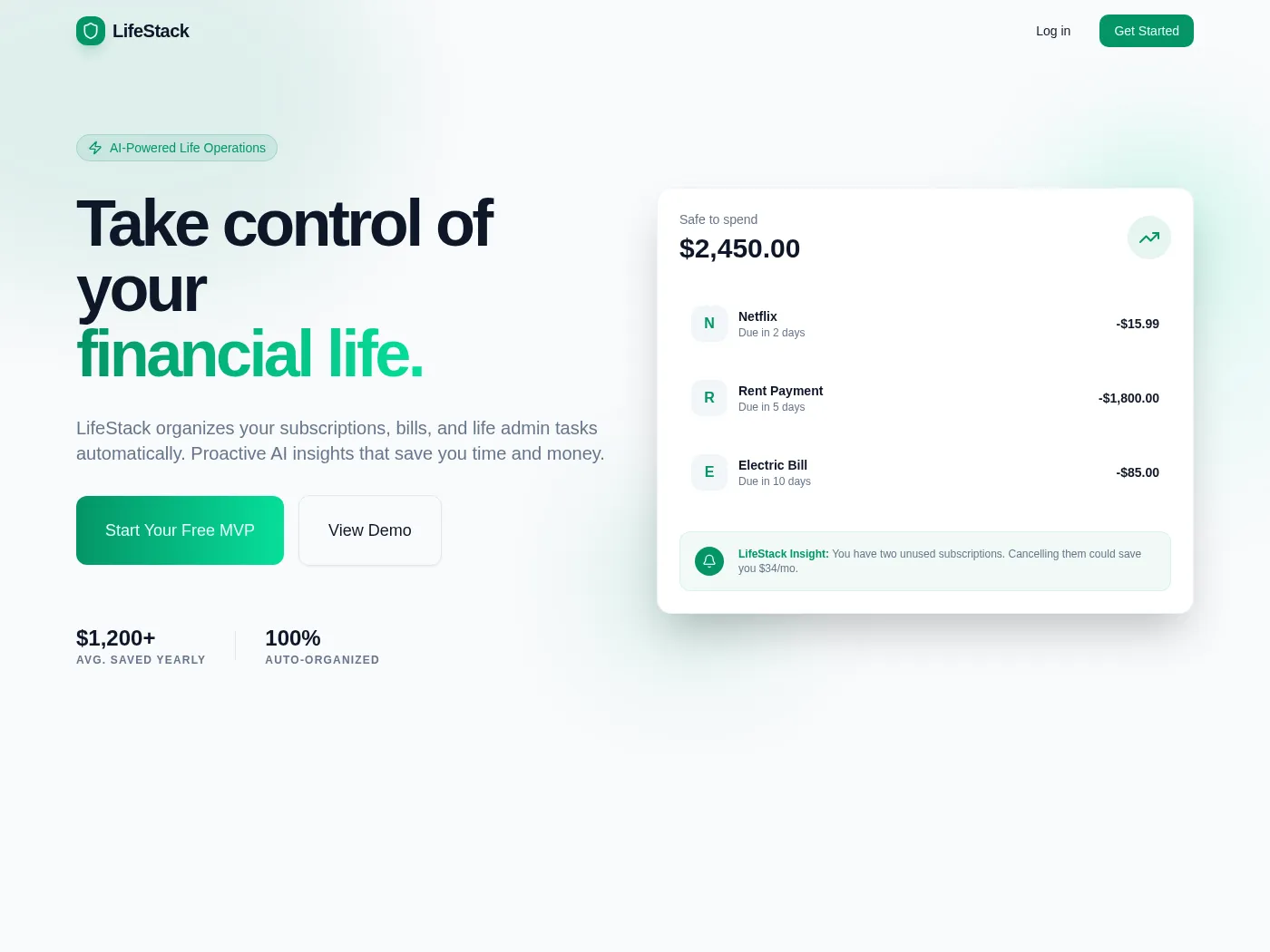 LifeStack AI Dashboard