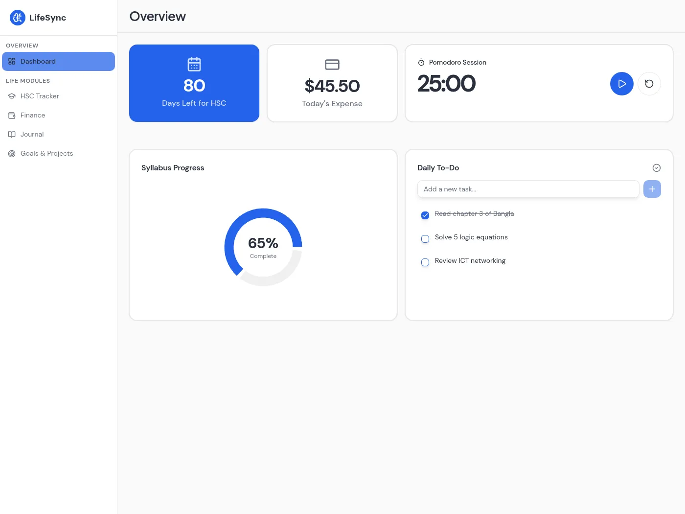 LifeSync Dashboard